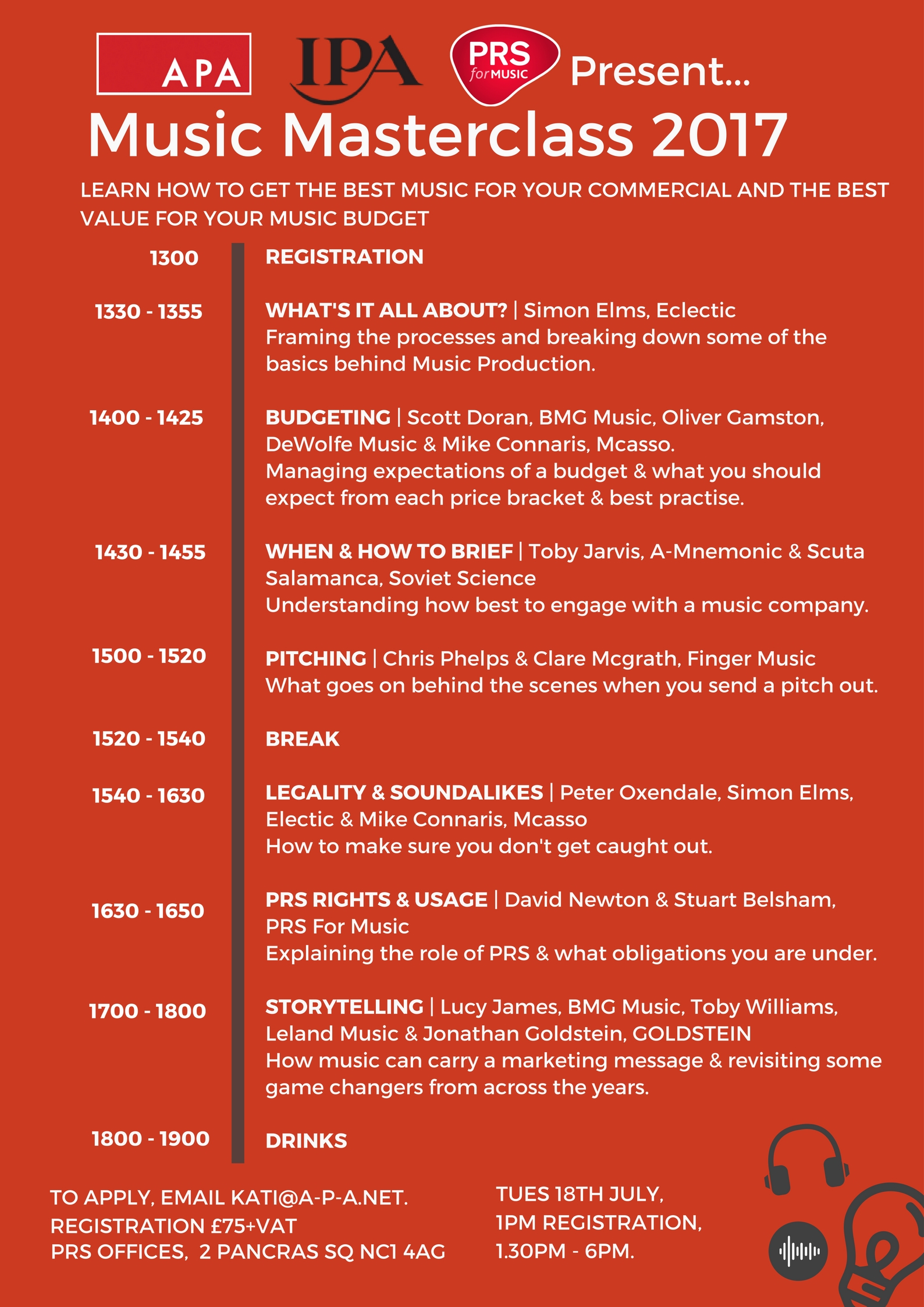 APA, IPA, PRS Music Masterclass 2017 | Tues 18th July, 1pm - 6pm ...