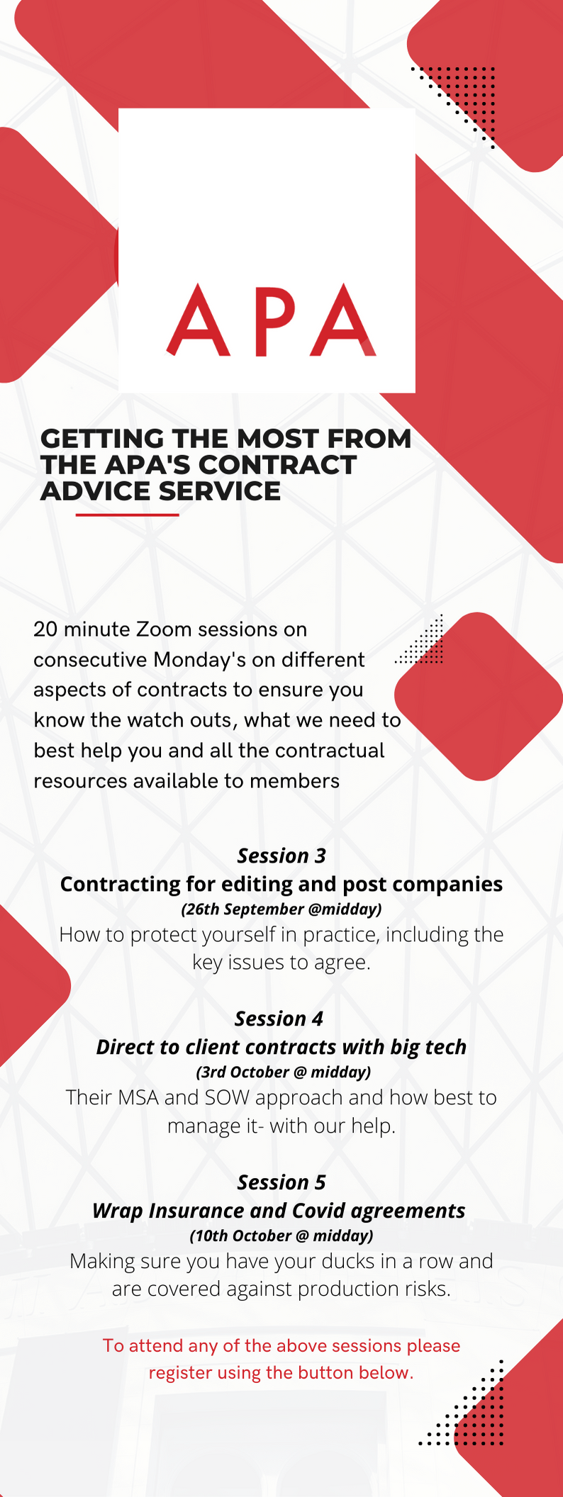 Open For Registration | APA's Contract Advice Sessions | Advertising ...